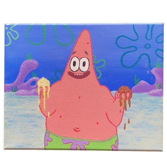Art | Patrick Spongebob Art Painting Wall Decor | Poshmark